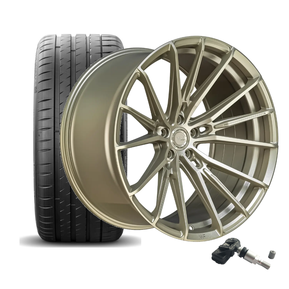 SET | WF CF.4-FF LIGHT GOLD 22" | CONTINENTAL + RDKS | AUDI RS6/RS7 (C ...